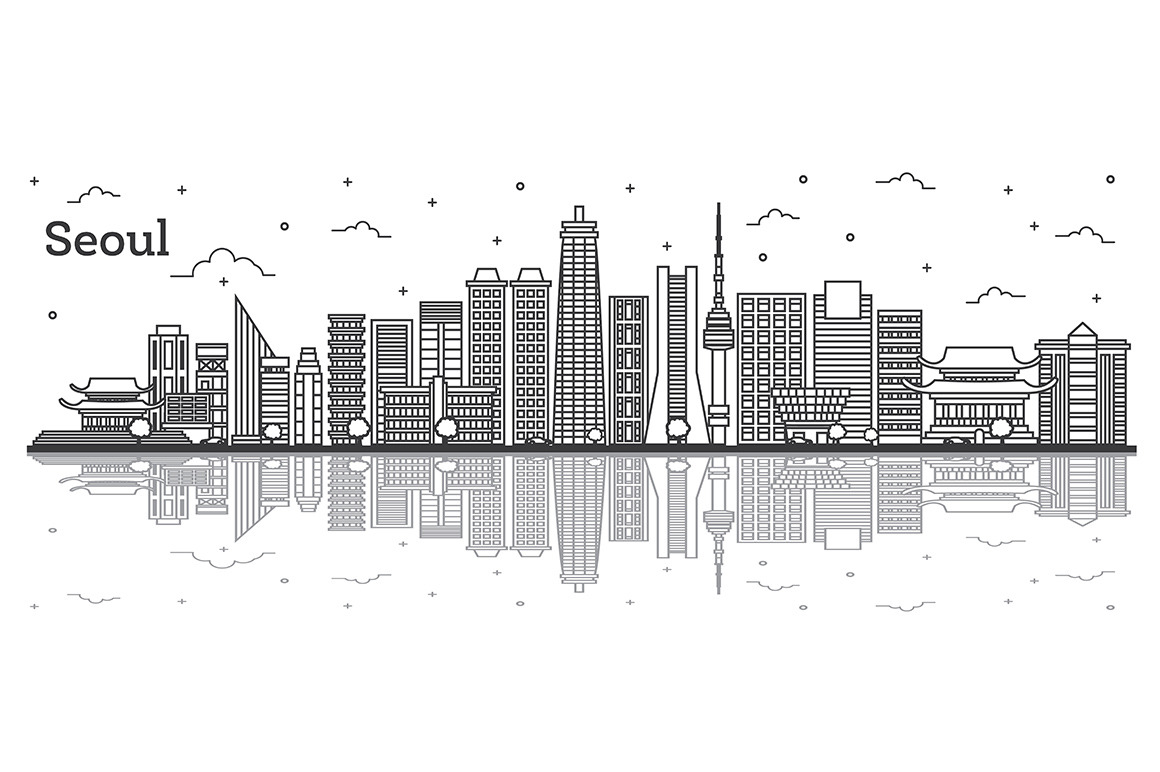Outline Seoul South Korea City, a Work Illustration by Booblgum
