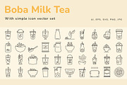 Bubble tea vector set | Creative Market