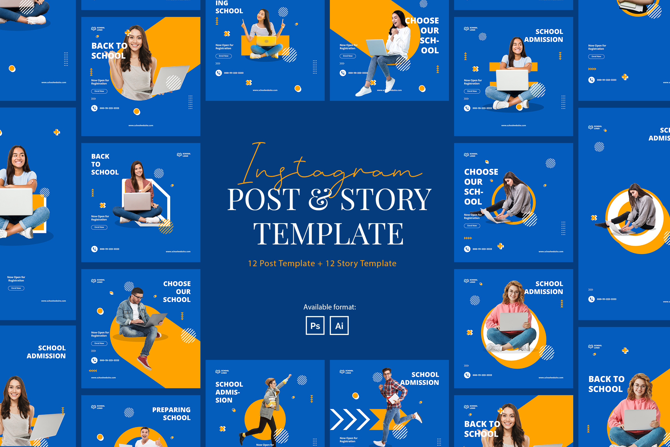 Back to School Instagram Template, a Social Media Template by peterdraw