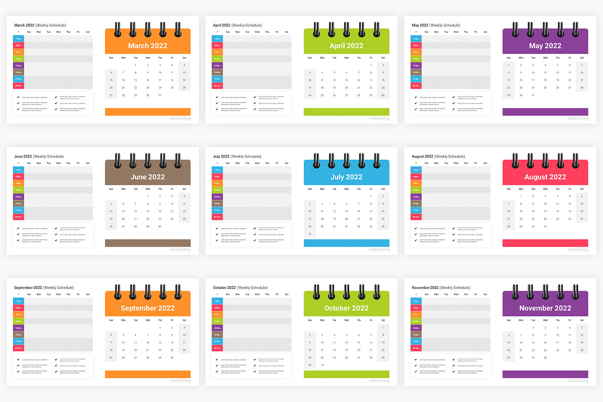 2022 Calendar Google Slides Diagrams