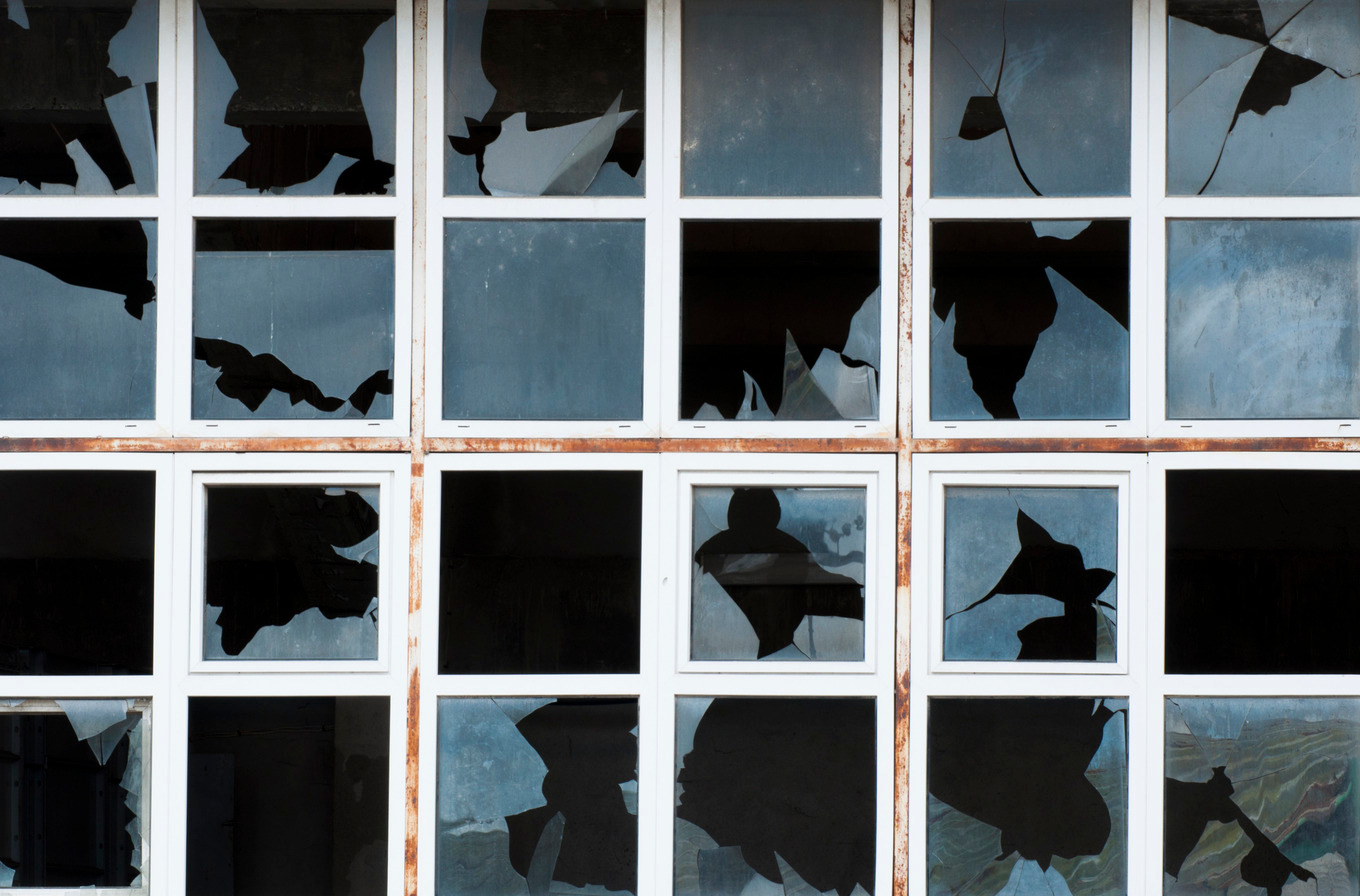 Broken windows of old building featuring window, broken, and old, an ...