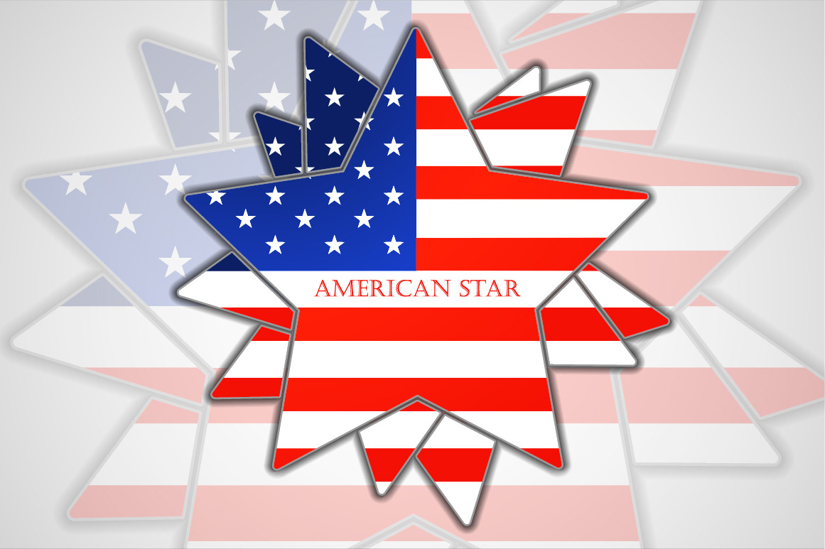 The abstract star with american flag, an Illustration by majcot