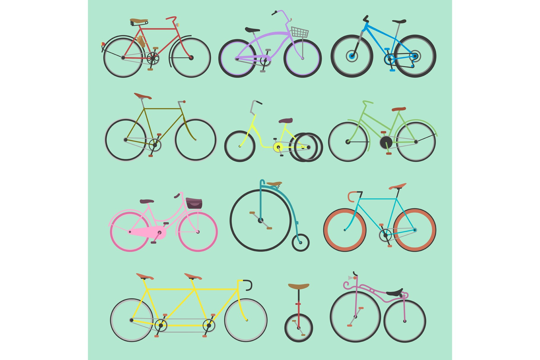 Retro bike vintage vector old-fashioned girls and hipster transport ...