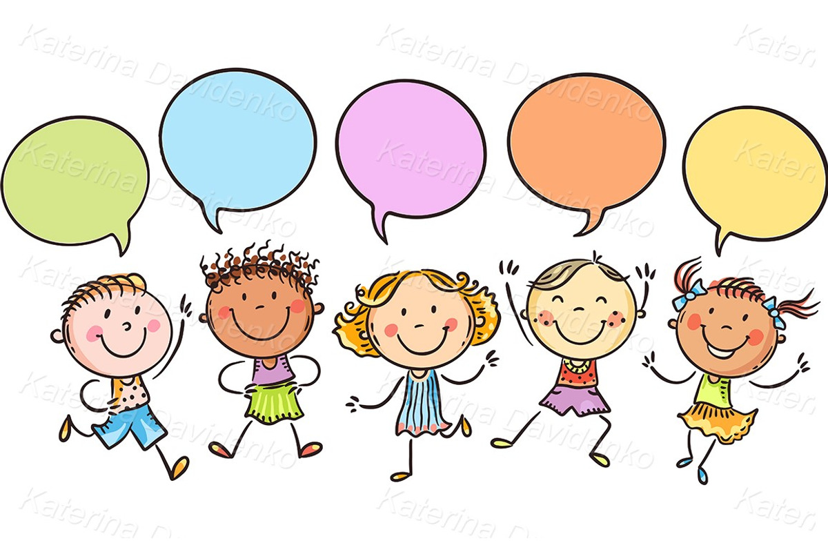 Cartoon stick kids speech bubbles, a Person Illustration by Bubert Art