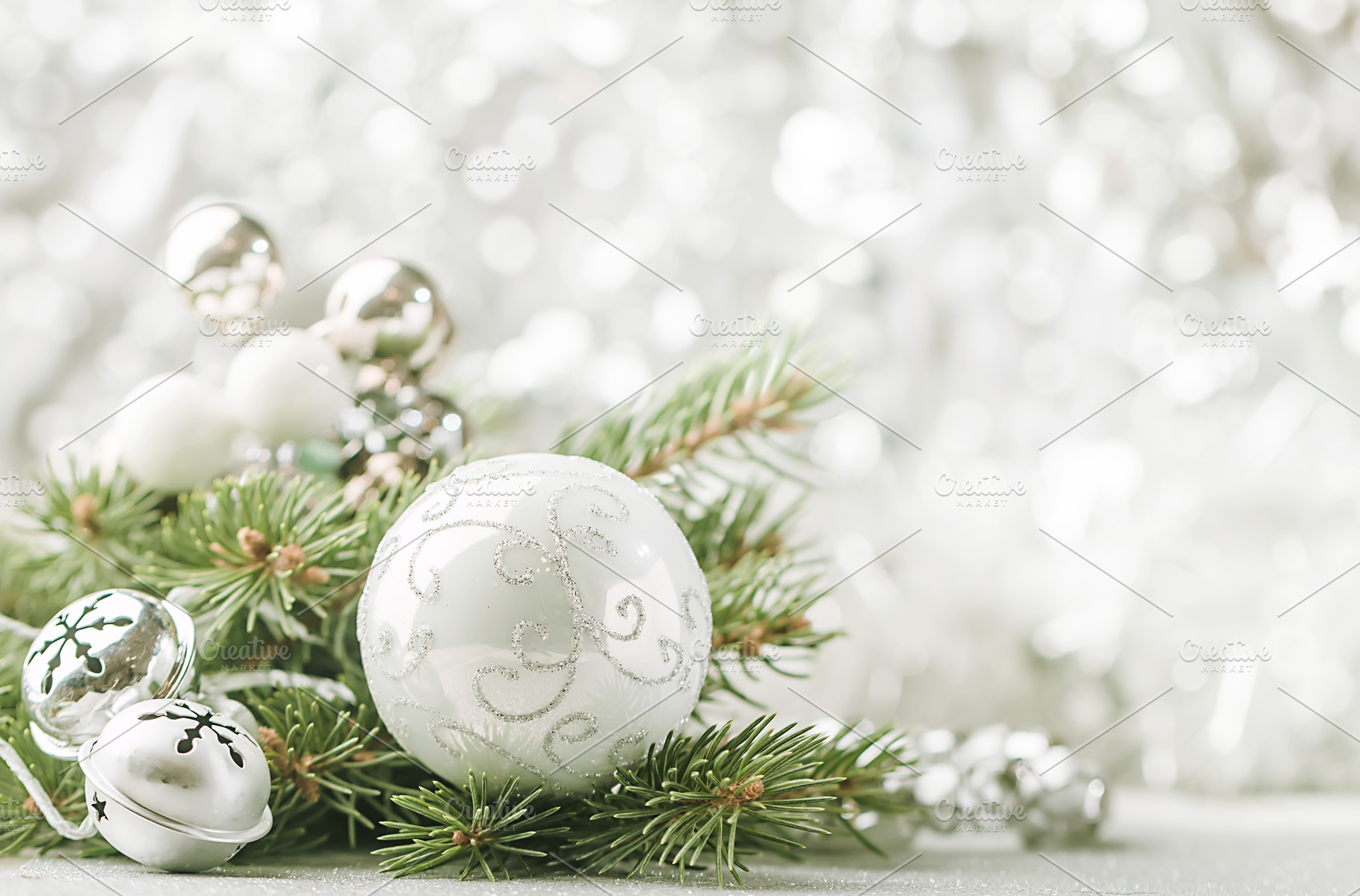Silver christmas background featuring background, xmas, and decoration ...