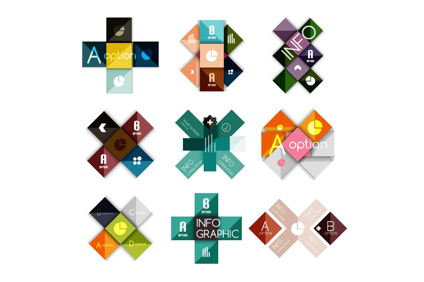Set of vector cross infographic templates, an Object Illustration by ...