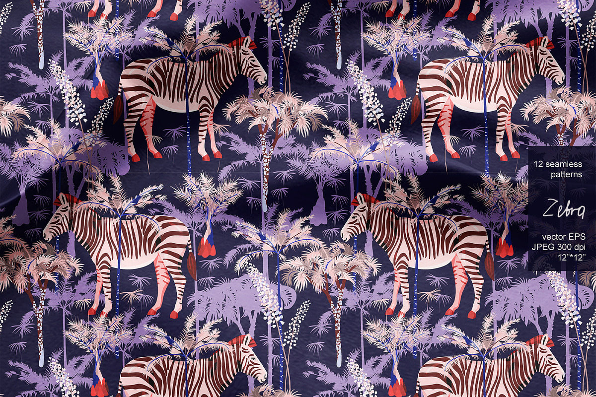 Zebra seamless vector set, a Pattern Graphic by PatternsBlooming