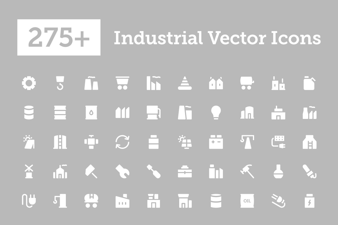 275+ Industrial Vector Icons, a Solid Icon by Vectors Market