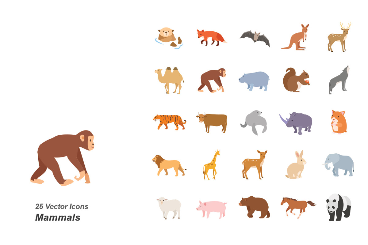 Mammals I Color vector icons, an Icon by Jisun Park