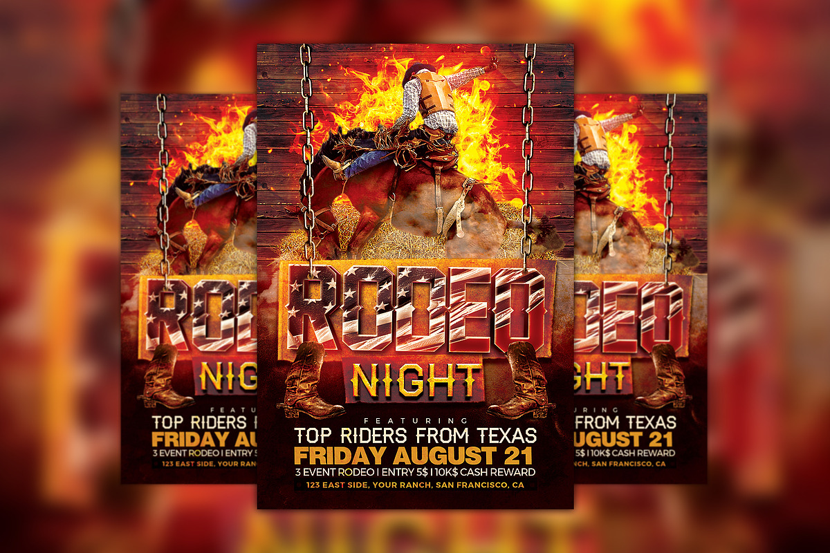 Western Rodeo Night Flyer Template, a Flyer Template by Flyermind