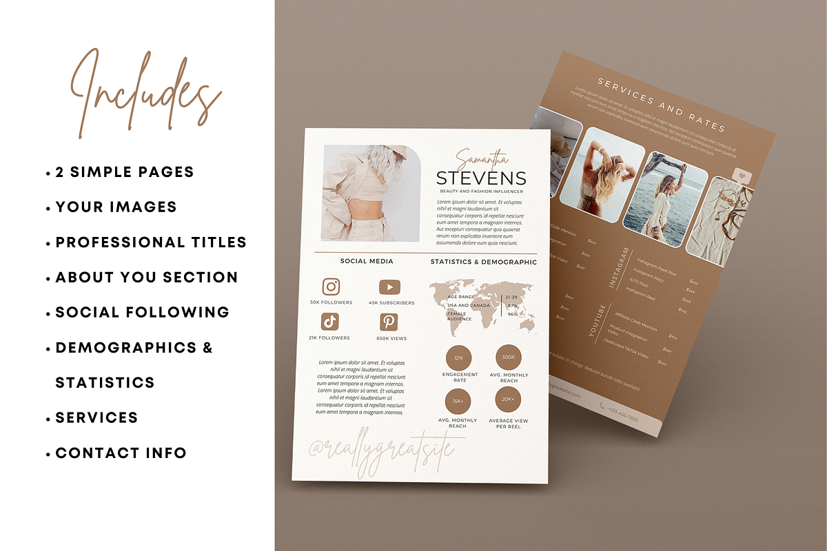 2 Page Media Kit Template - Boho