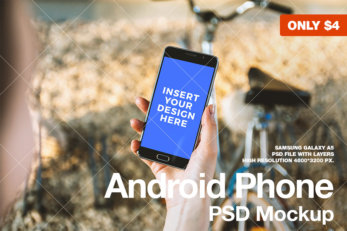 Android Phone PSD Mockup, an Android Mockup by StartMockups.com