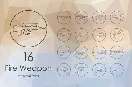 23 fire weapon icons, an Icon by Palau