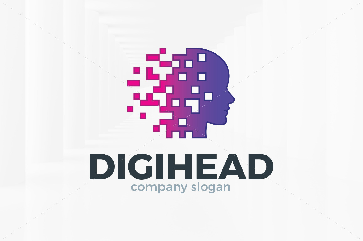 Digi Head Logo Template, a Branding & Logo Template by LOGOMAGINE