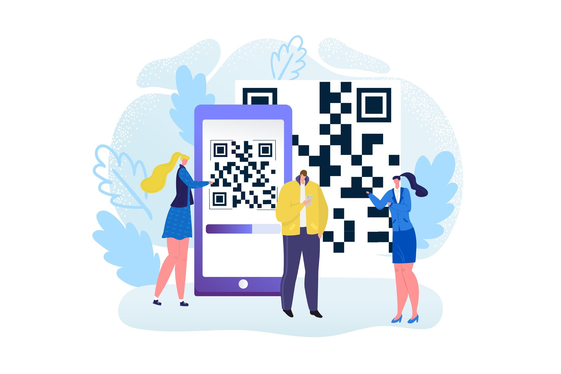 Digital qr code for mobile scan at, a Person Illustration by KitVector