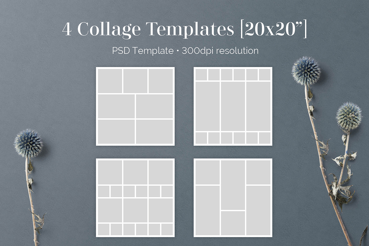 4 20x20 PSD Collage Board Templates