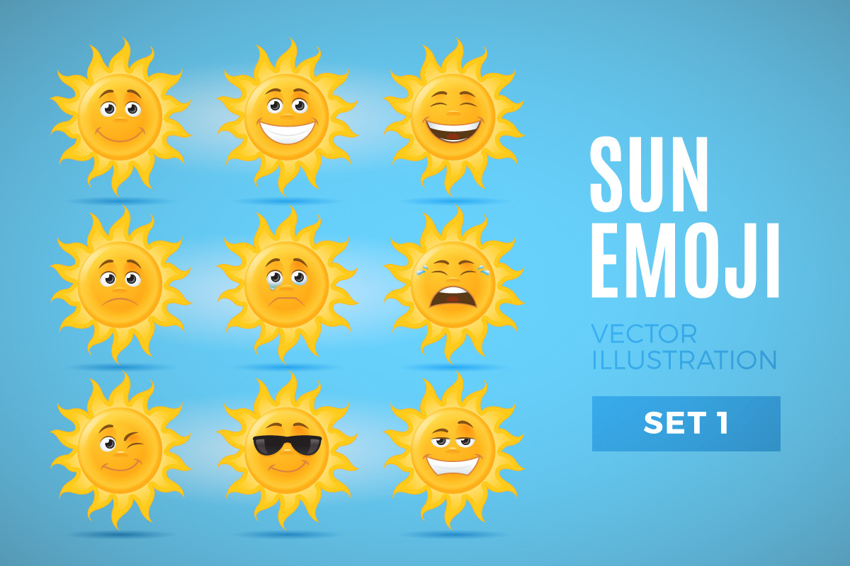 Sun Emoticons - Set 1, an Illustration by Vector Kitchen by Zoljo