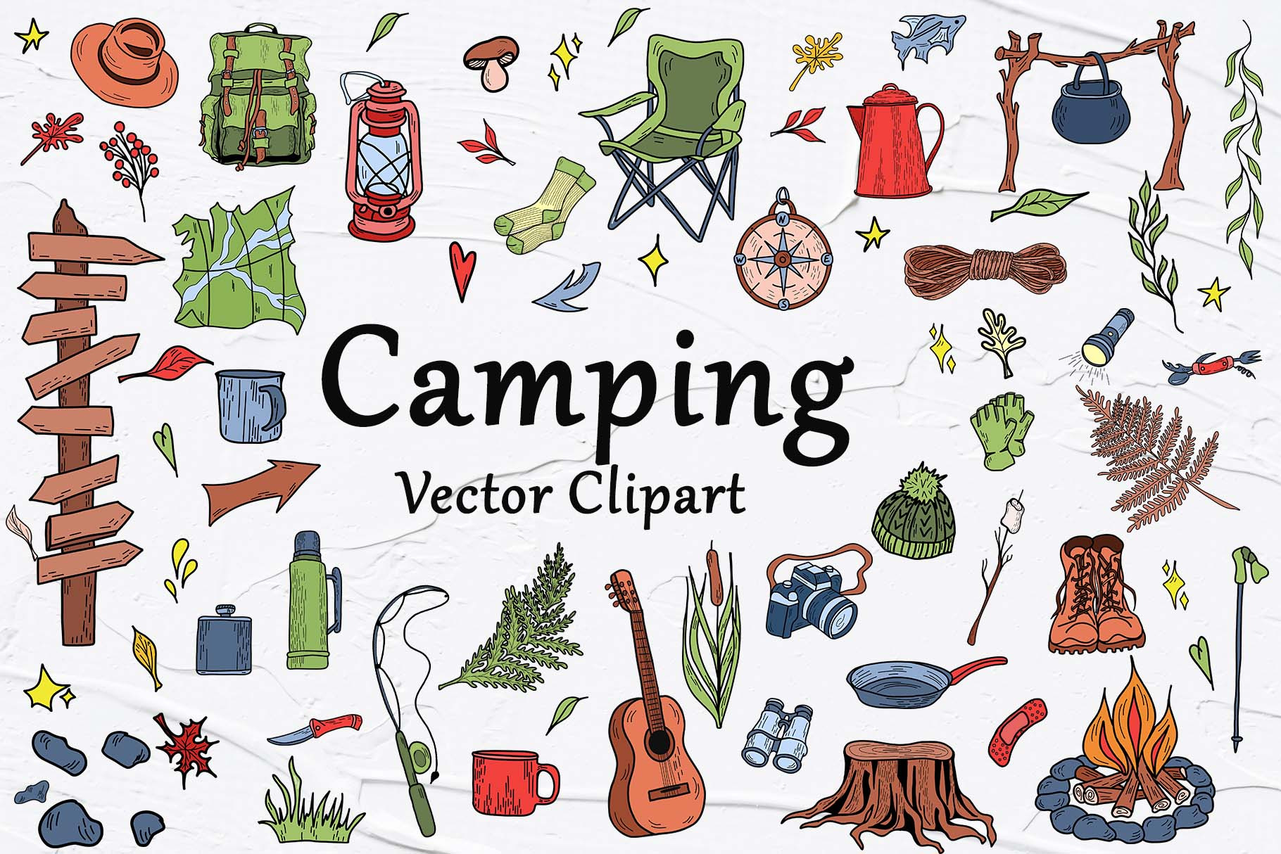 Camping Vector Clipart, an Object Graphic by BarvArt