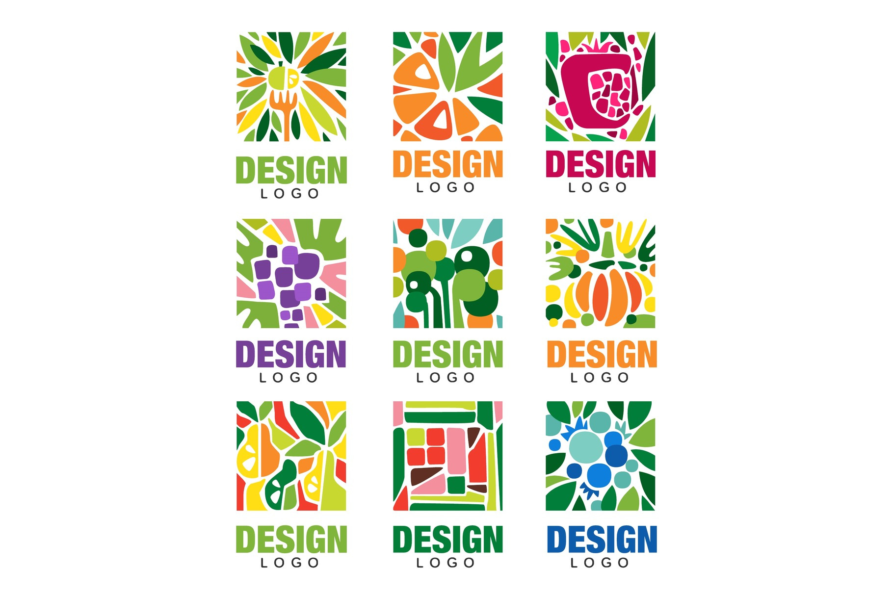 Colorful fruit logos collection, a Food Illustration by TopVectors