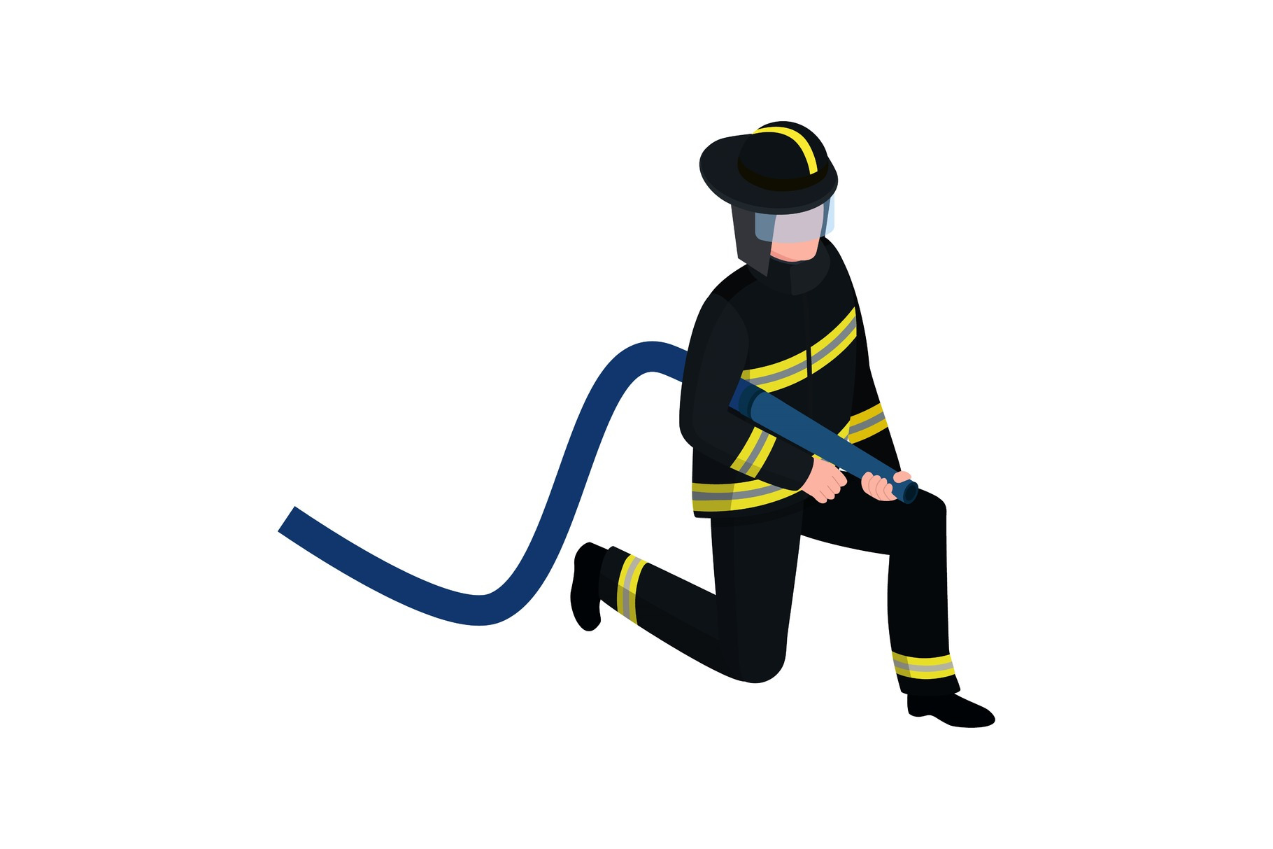 Professional male character fireman, an Object Illustration by KitVector
