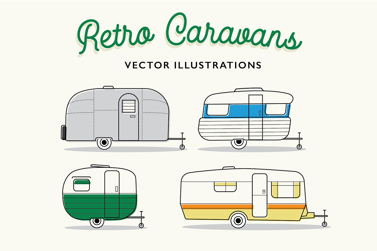 Retro Caravan Illustrations - Set 2, a Graphic by the cabin supply co