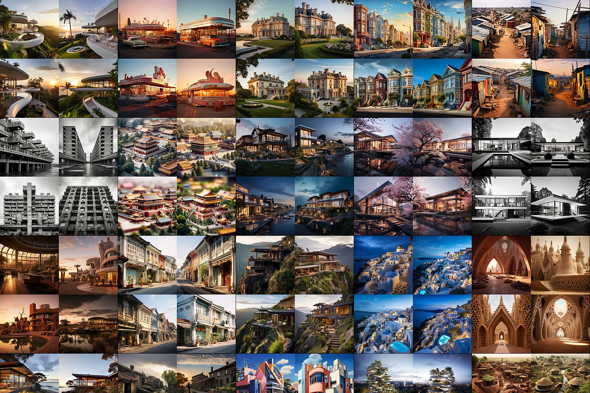 523 Midjourney Architecture Prompts, a Background Graphic by Sevenstyles