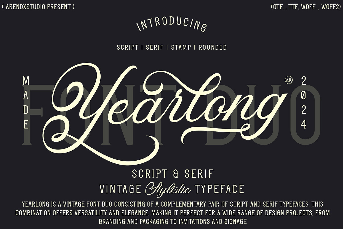 Yearlong Vintage Typeface, a Script Font by Arendxstudio