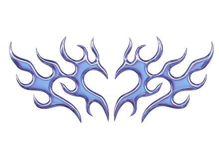 3d chrome metal of y2k fire icon | 3D Texture ~ Creative Market