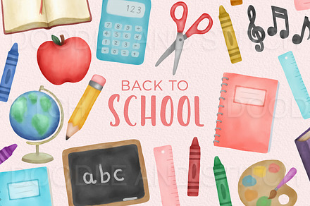 School Supplies Clip Art Set, an Education Illustration by Digital Sugar