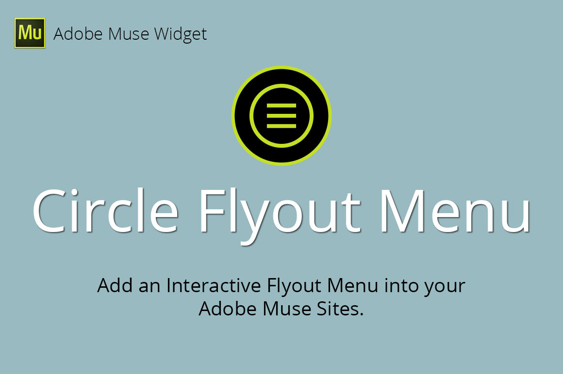 Circle Flyout Menu Adobe Muse Widget, a Plug-in Add-On by MuseTemplatesPro