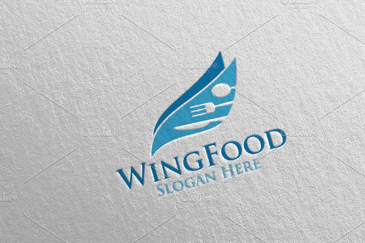 Wing Food Logo Restaurant or Cafe 68, a Branding & Logo Template by ...