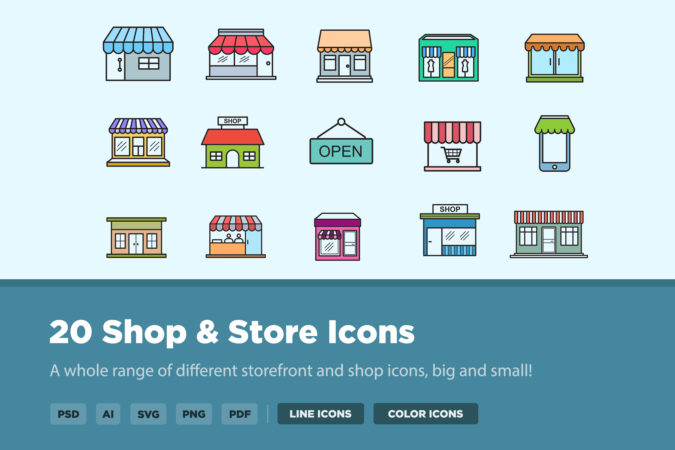 20 Shop and Store Buildings, an Icon by Creative VIP