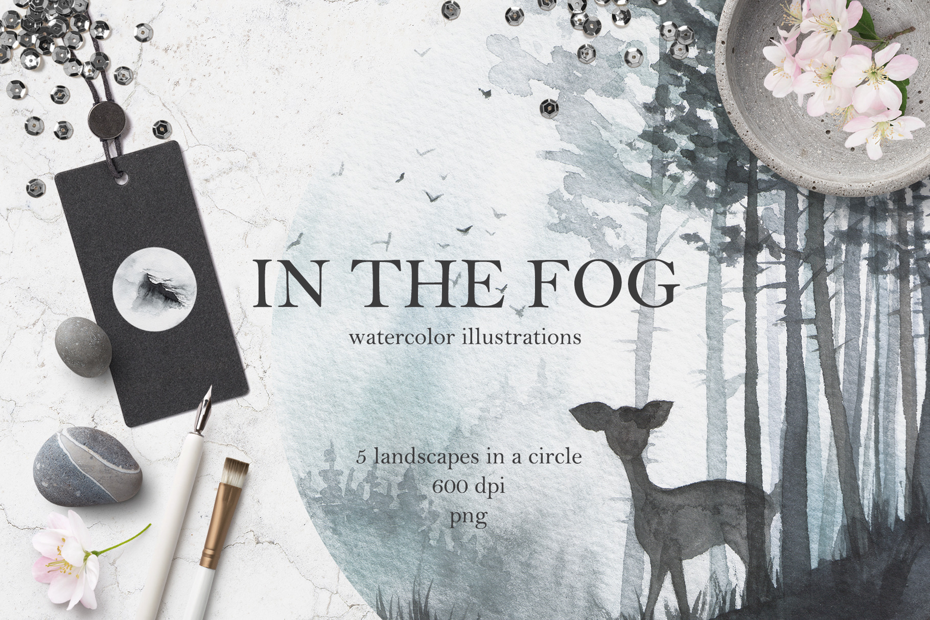 In the fog - watercolor landscapes, an Illustration by LeriaArt watercolor
