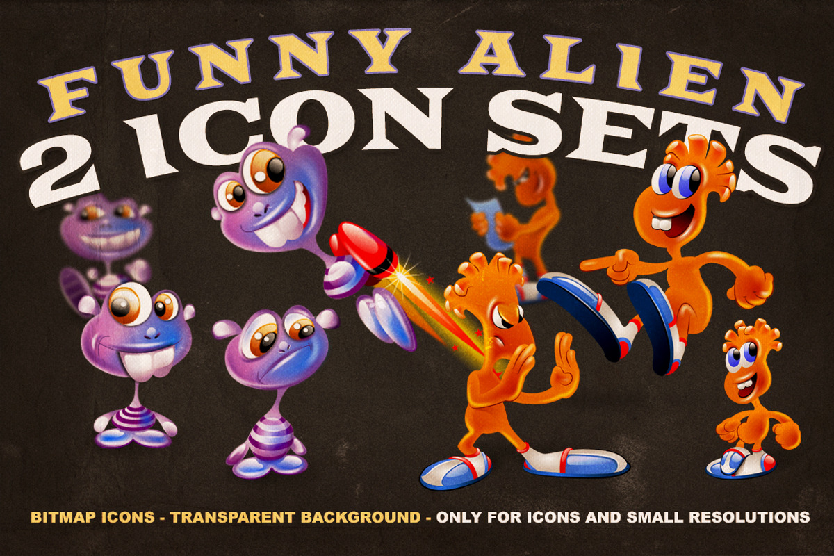 2 Funny Alien Icon Sets, an Icon by JumboDesign