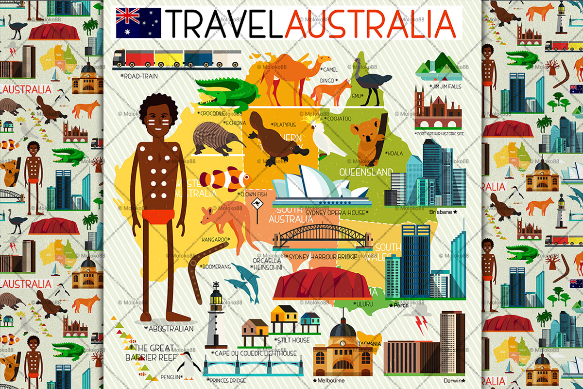 Australia Travel Collection, a Work Illustration by Moloko88
