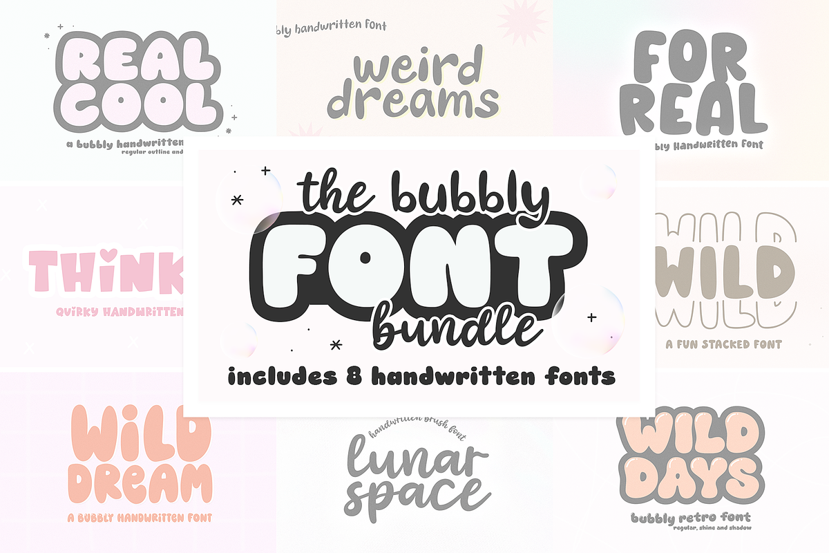 Bubbly Retro Font Bundle, a Handwritten Font by KA Designs