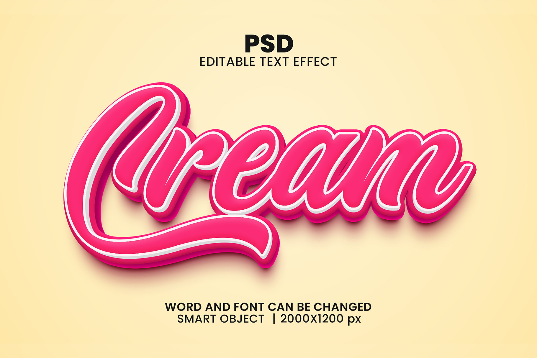 Cream 3d Editable Psd Text Effect, a Layer Style Add-On by bdrobin ...