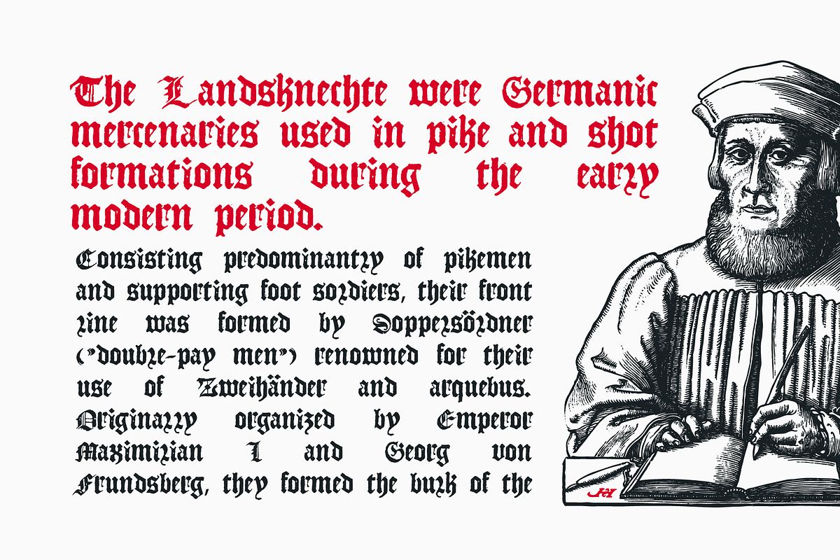 Landsknecht blackletter style font, a Blackletter Font by kaer_shop