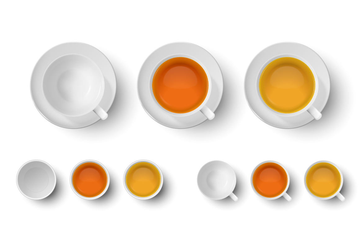 Vector Tea Cup, Mug Set. Top View., an Object Graphic by Gomolach