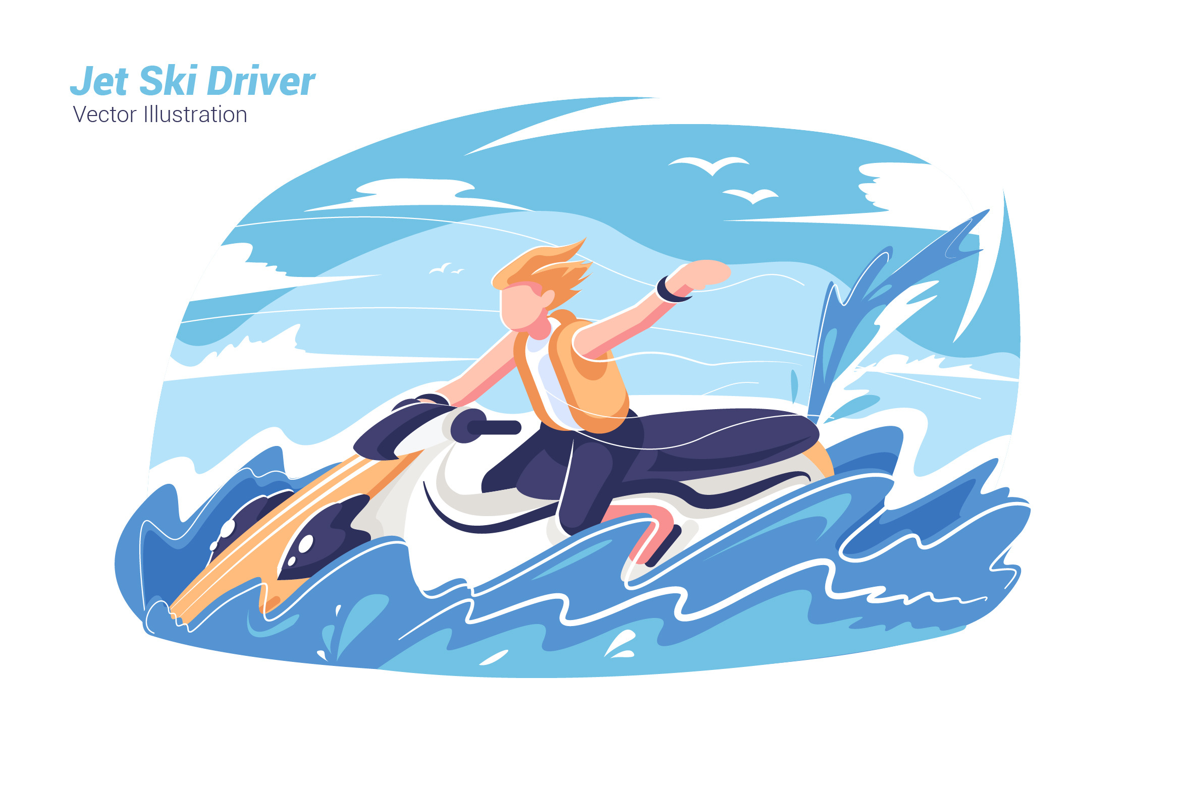 Jet Ski Driver - Vector Illustration, a Technology Illustration by AQR ...