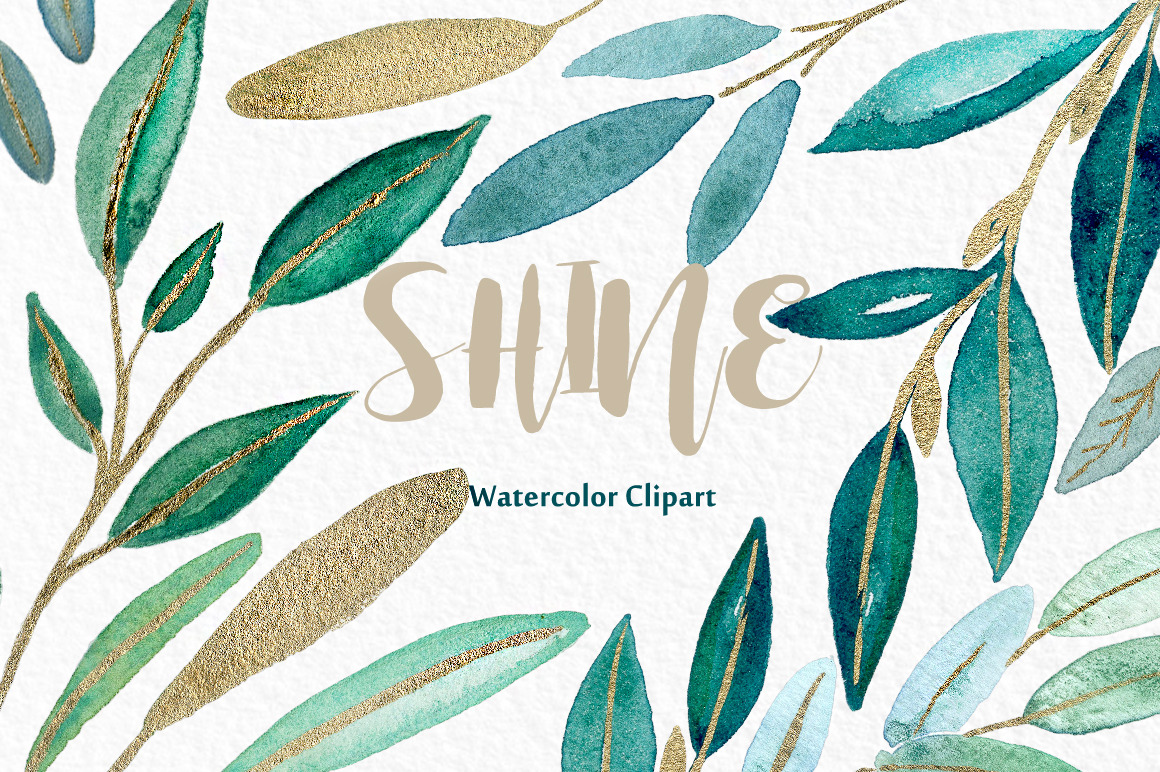 Shine gold leaves Watercolor clipart, an Illustration by LABFcreations ...