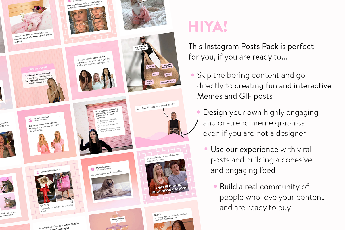 Instagram Memes + Gifs Template Pack for Canva