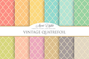 Vintage Quatrefoil Digital Paper, a Pattern Graphic by Avenie Digital