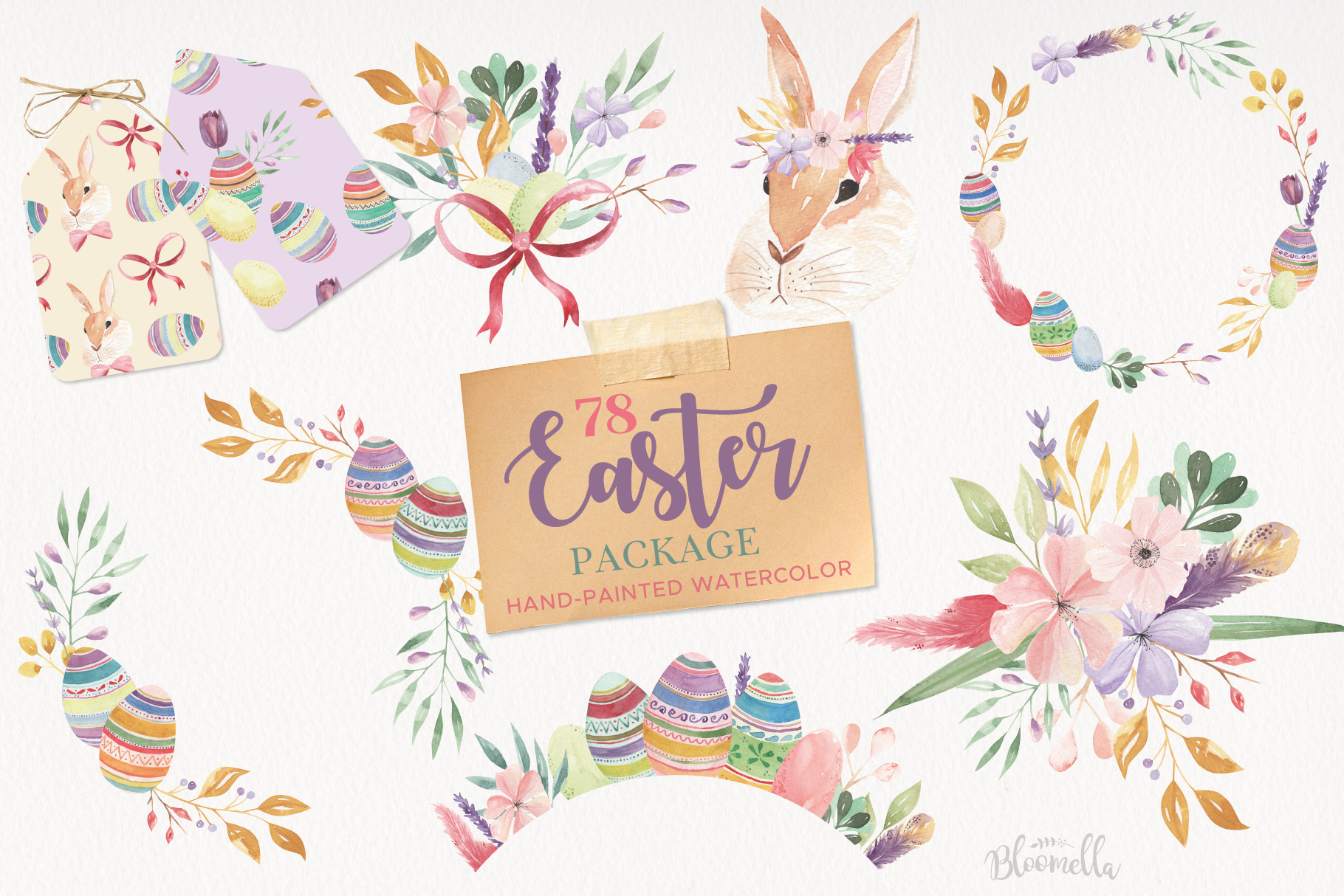 Easter Clipart HUGE Package Bunny, an Illustration by Bloomella ...