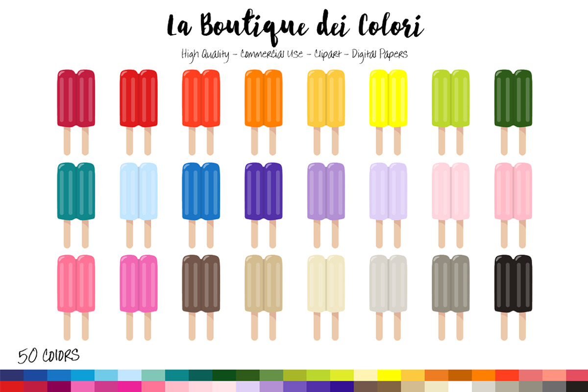 50 Rainbow Ice Lolly Clip Art, an Illustration by La Boutique dei Colori