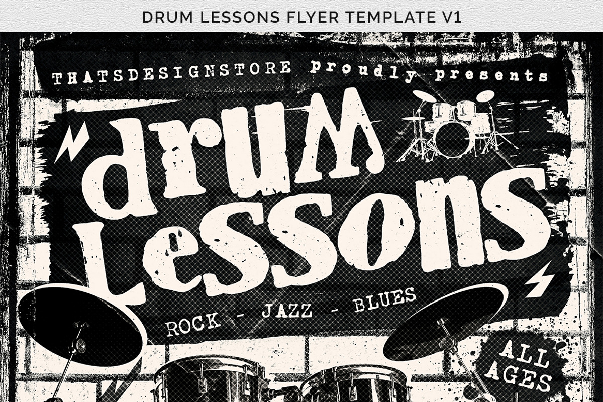 Drum Lessons Flyer PSD Design Template
