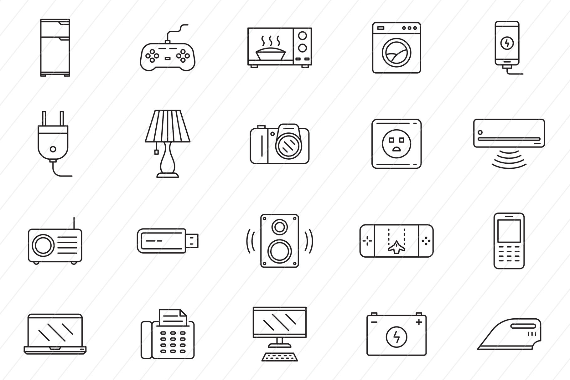 80 Electronics Icons, an Illustration by Graphic Pear | Creative Market