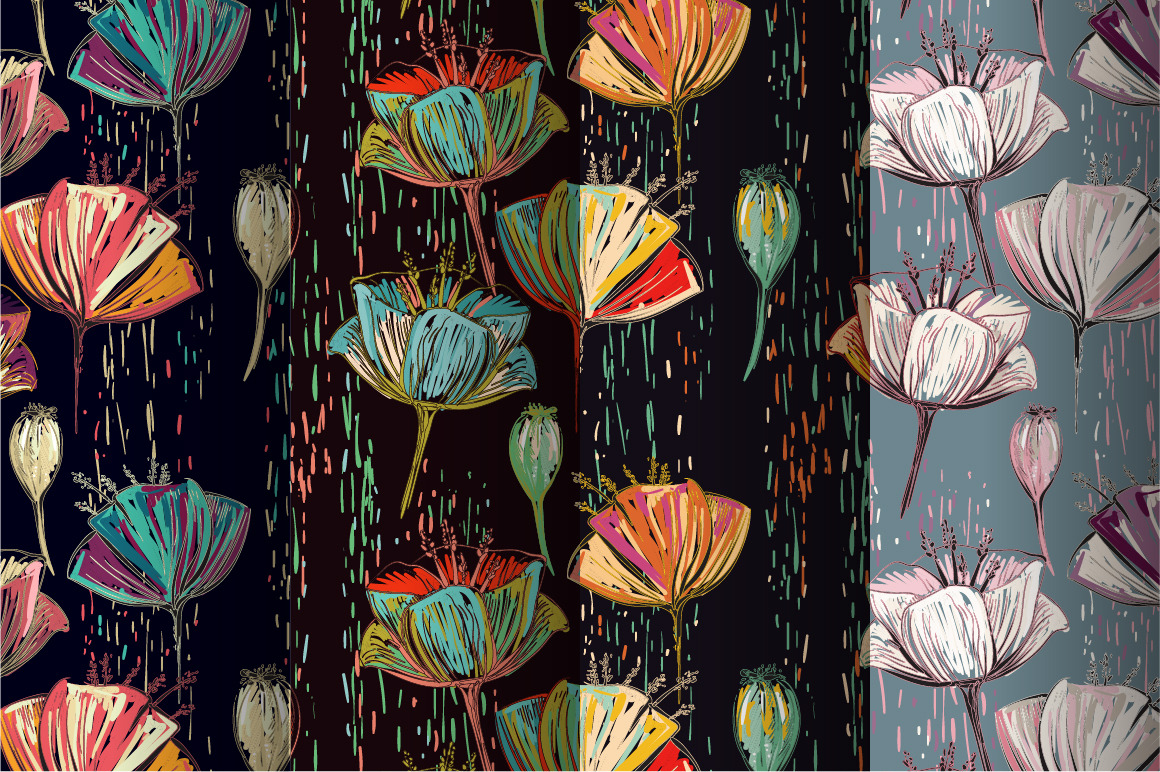 4 Flower Patterns, a Pattern Graphic by Sunny_Lion