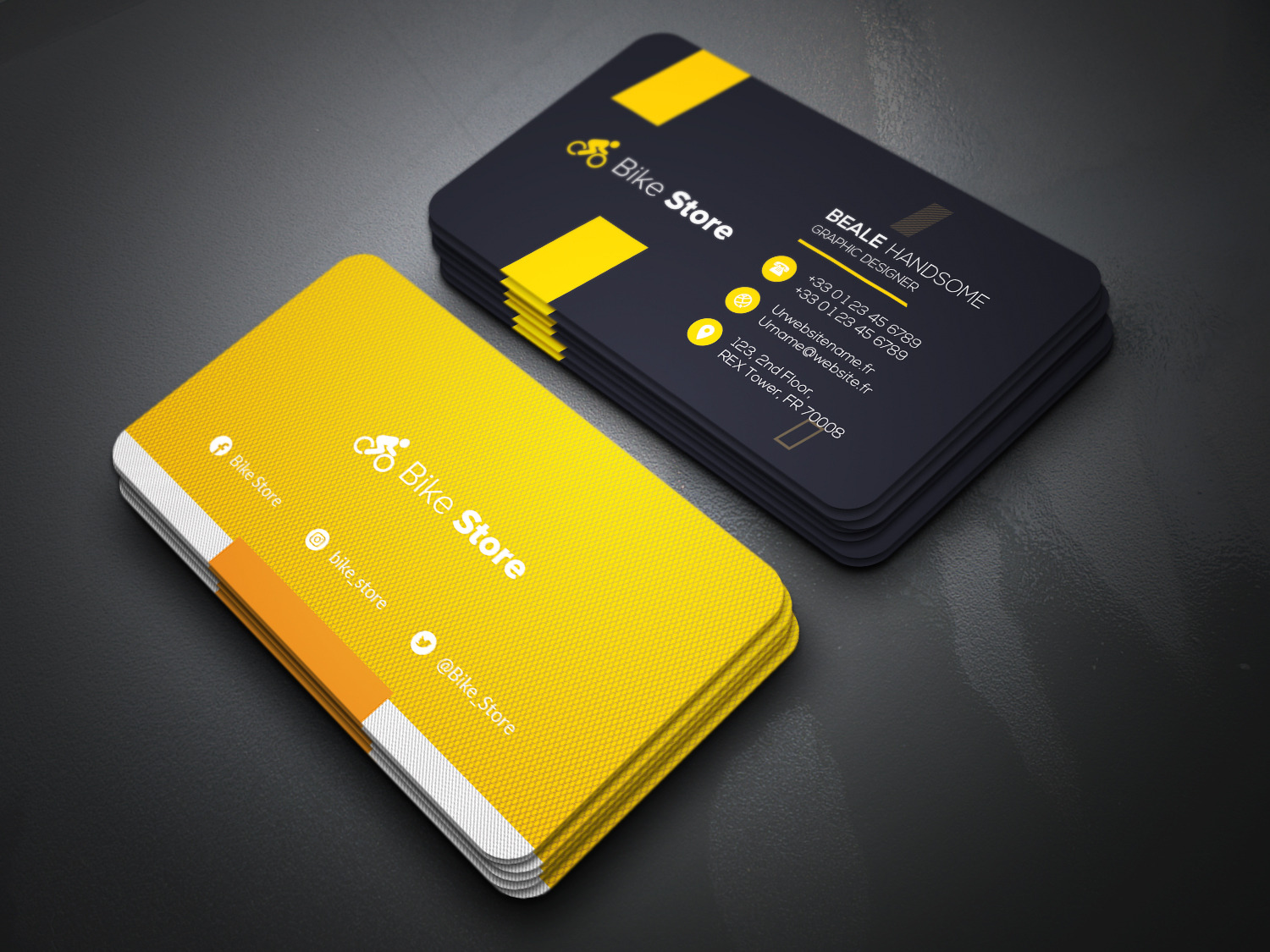 Bike Store Business Cards, a Business Card Template by Genereux Art