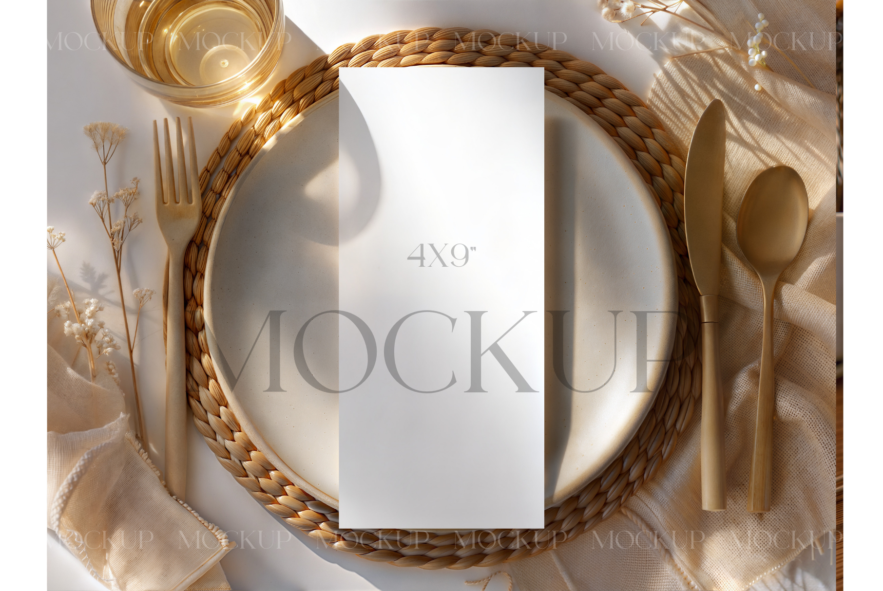 Natural 4x9 Menu Card Mockup, a Product Mockup by MockupWizard